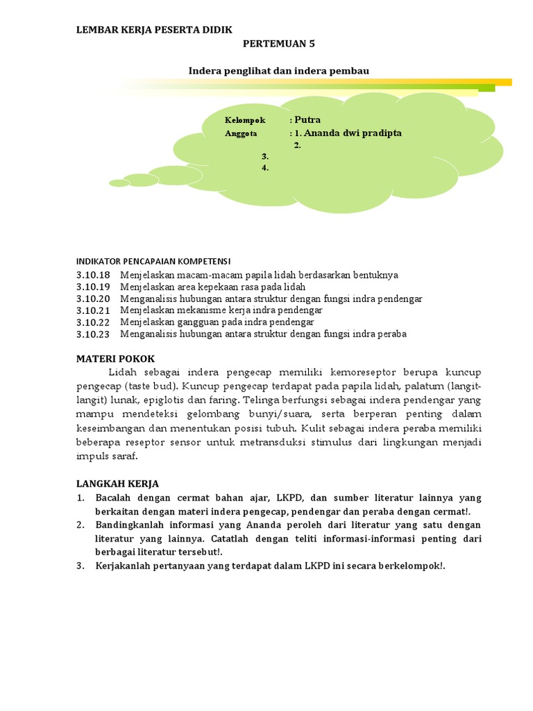 LKPD Indera 2 | PDF