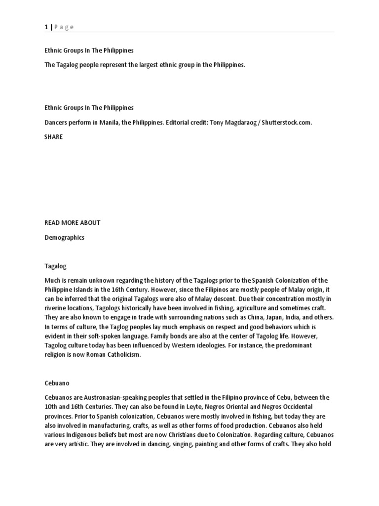 TAMBOK Ethnic Groups in The Philippines | PDF | Philippines | Tagalog ...