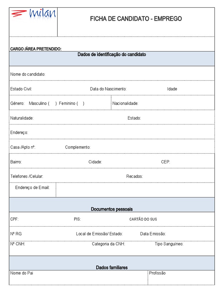 Ficha de Candidato - Emprego | PDF | Gestão de recursos humanos