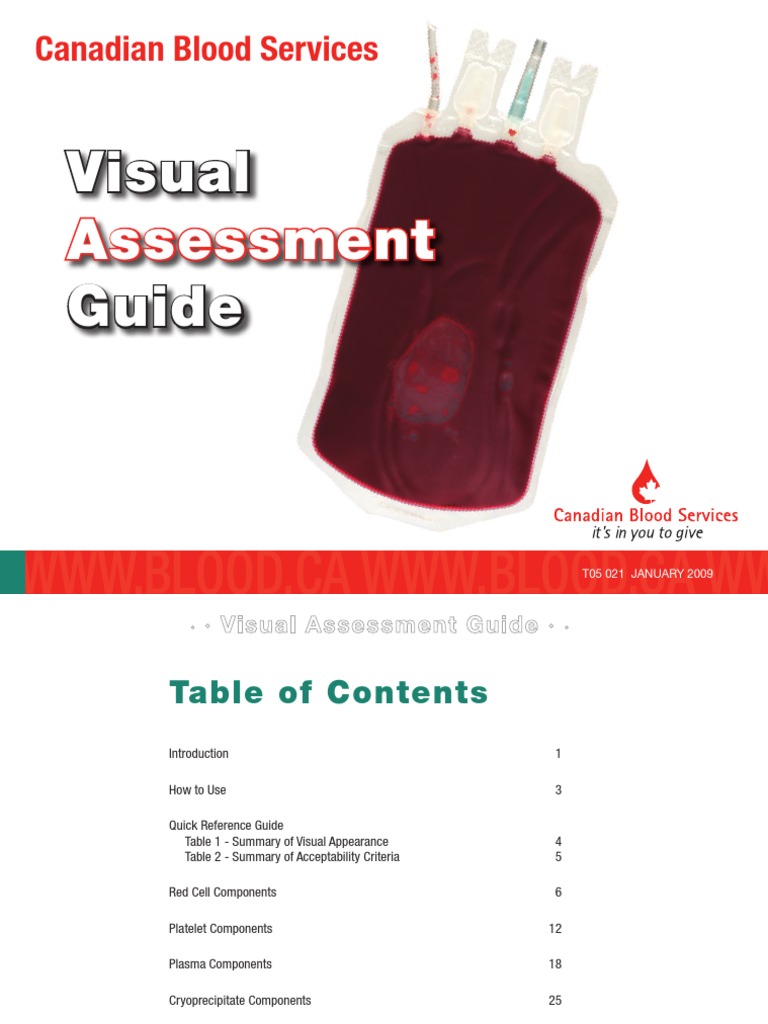 Visual Assessment Guide: Canadian Blood Services | PDF | Blood Plasma ...