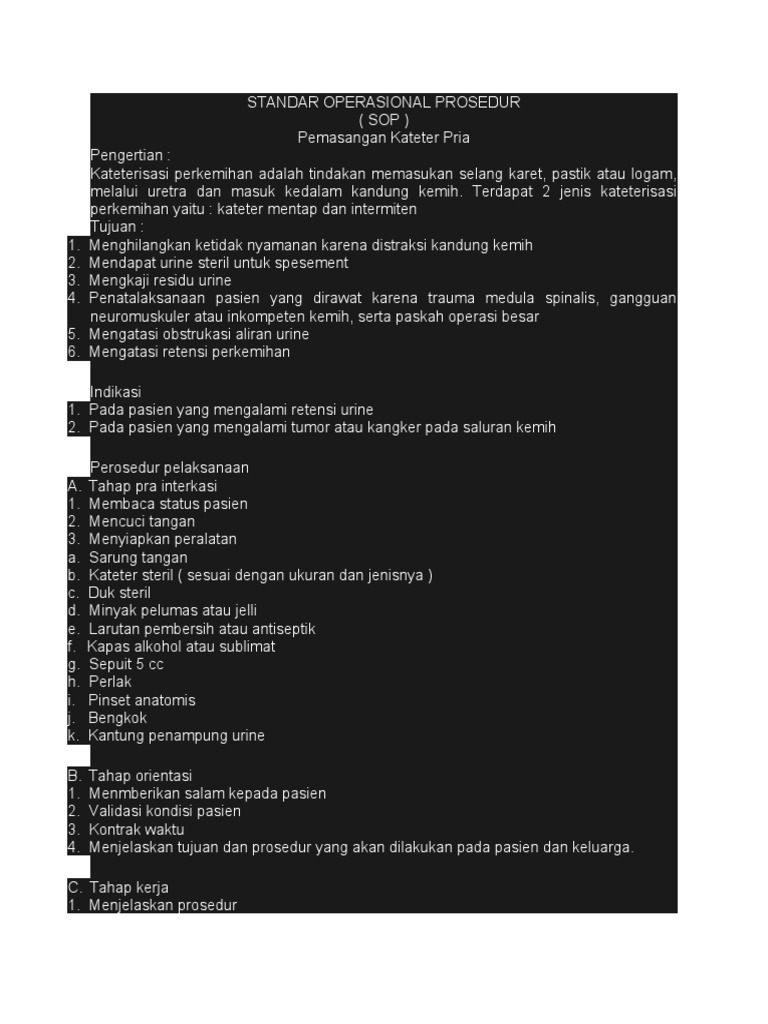 SOP Pemasangan Kateter | PDF