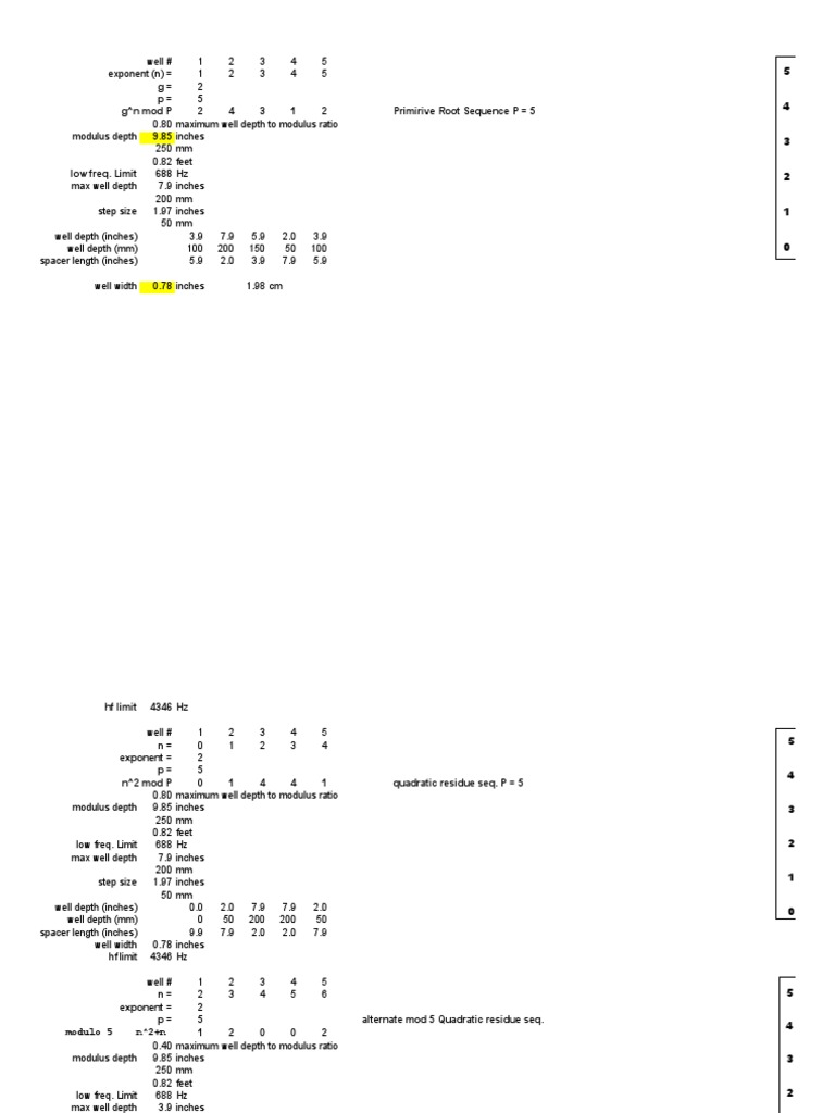 QRDArrays Excel Calculator For Acoustic Diffusor Build | Download Free ...