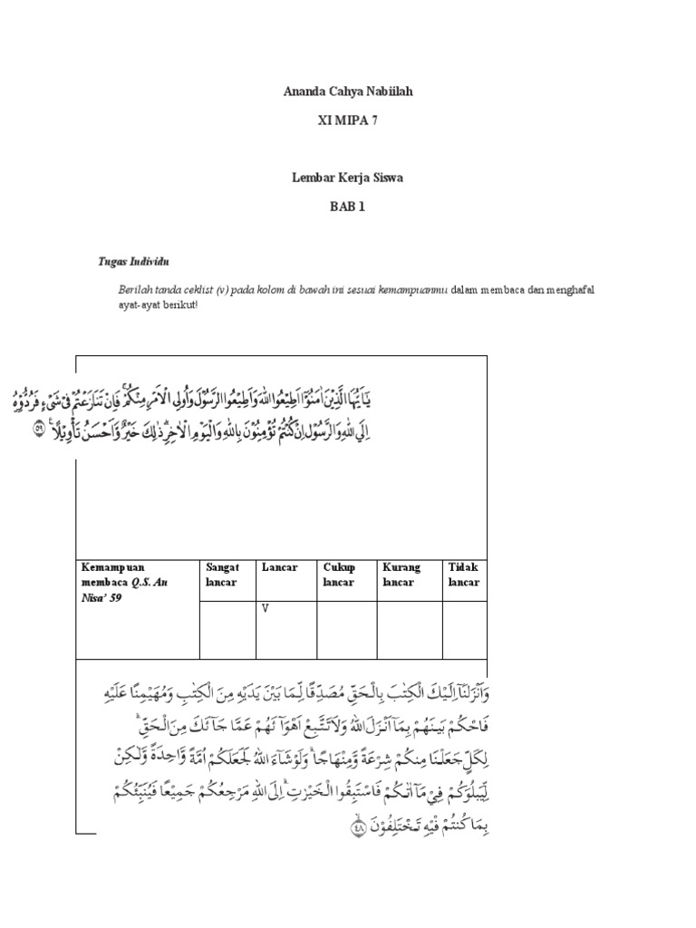 Tugas Pai Bab 1 Kelas XI | PDF