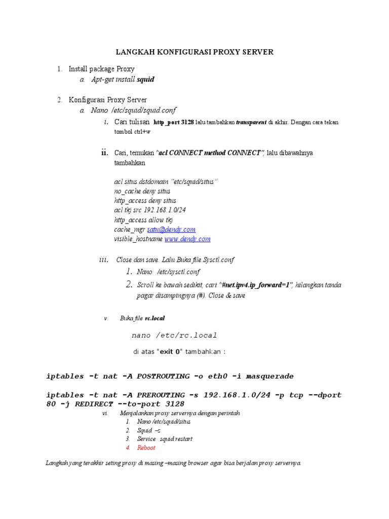 Langkah Konfigurasi Proxy Server | PDF