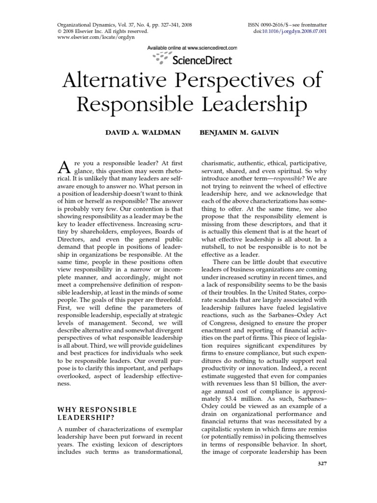 Alternative Perspectives | PDF | Leadership | Corporate Social ...