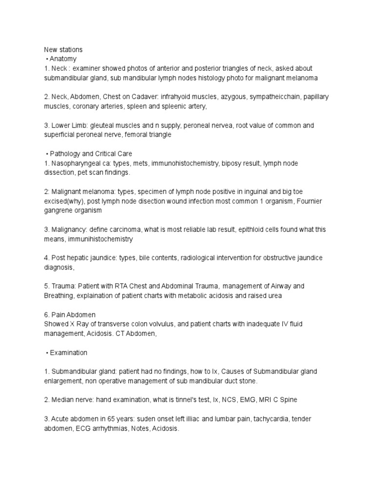 Mrcs Part B Stations | PDF | Abdomen | Neck