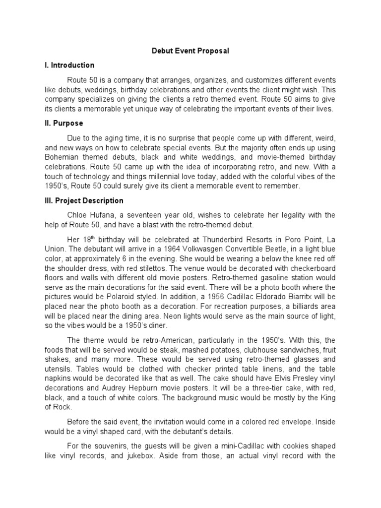 Debut Event Proposal | PDF