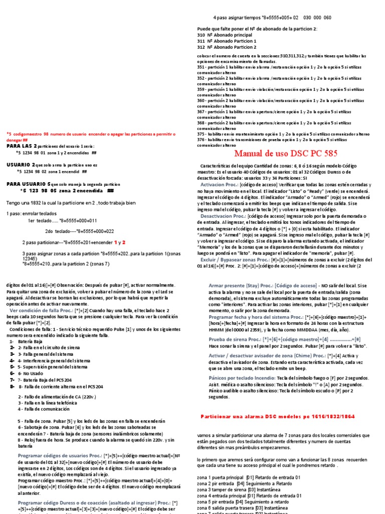 Programar DSC 1832 Con Dos Particiones | PDF | Ingeniería Informática ...