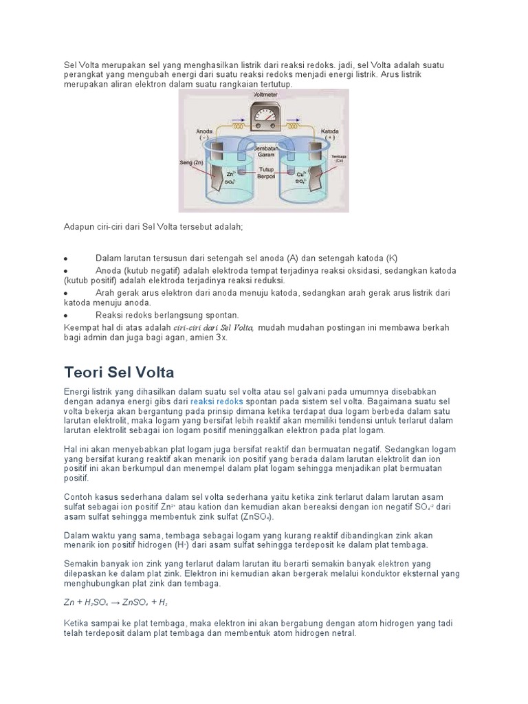 Ciri-Ciri Sel Volta | PDF
