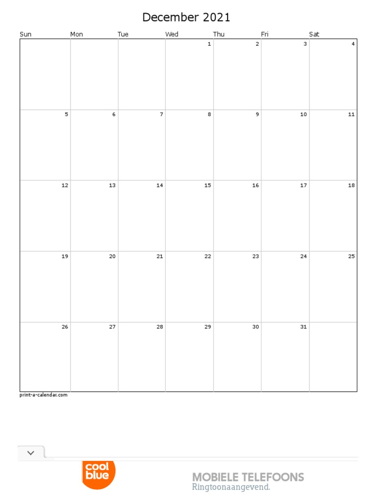December 2021 Printable Calendar | PDF