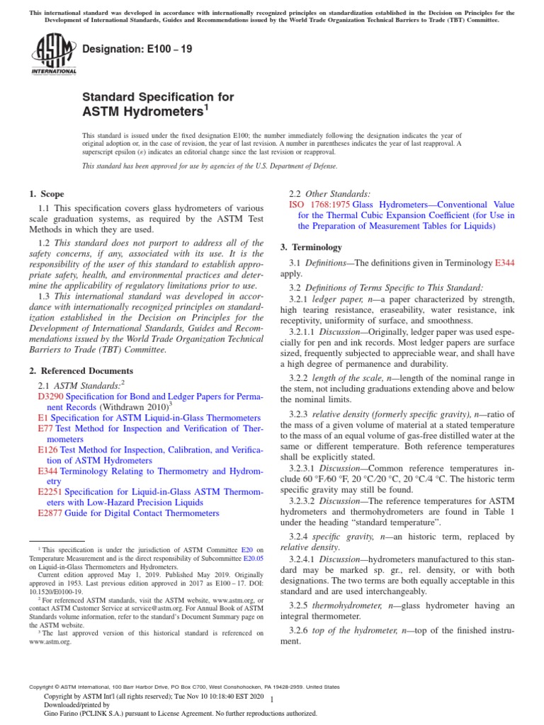 Astm E100-19 | PDF | Metrology | Physical Quantities