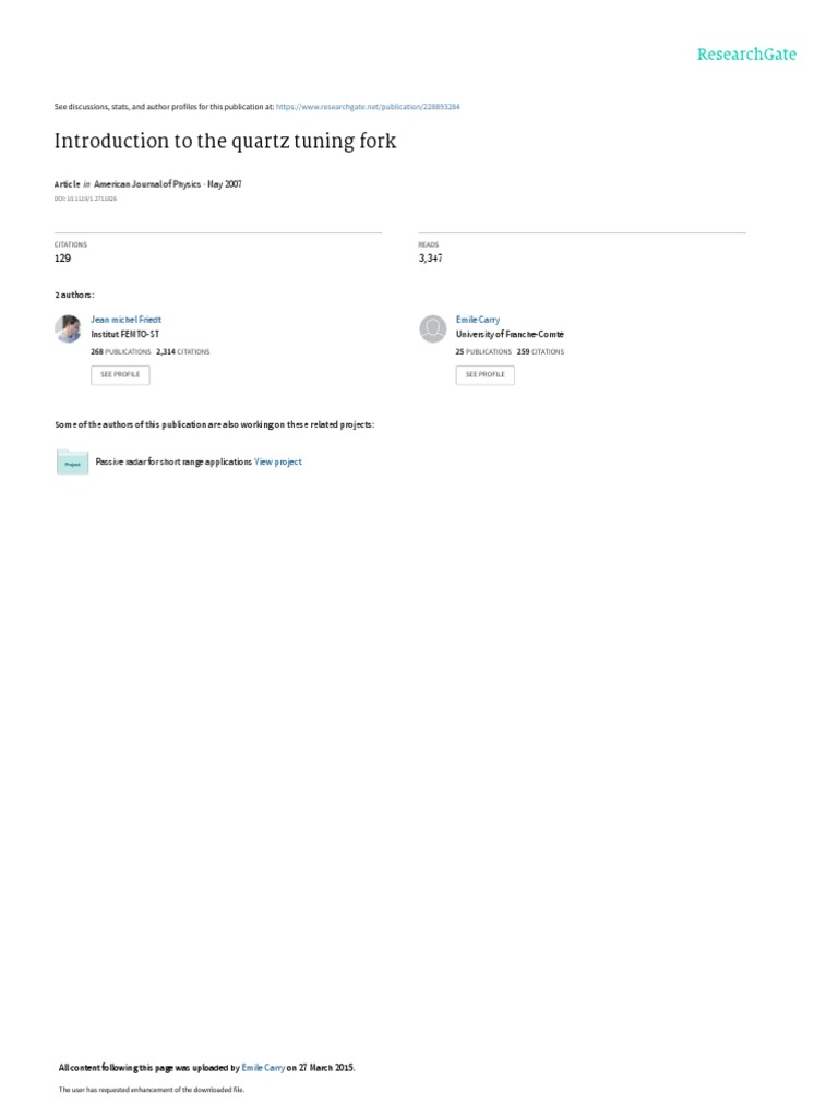 Introduction To The Quartz Tuning Fork | PDF | Resonance | Damping