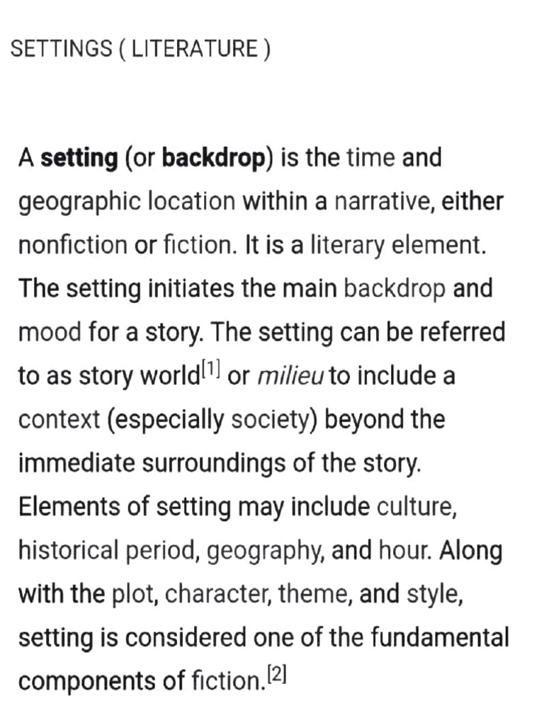 Elements of Setting in Literature | PDF