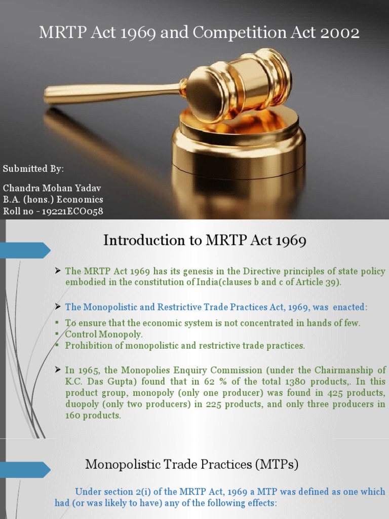 MRTP Act | PDF | Economies | Government