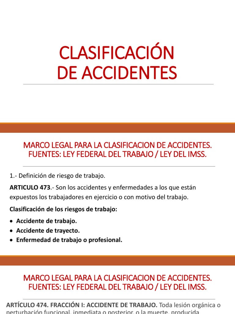 Clasificación de Accidentes Laborales | PDF | Ciencias de la Salud ...