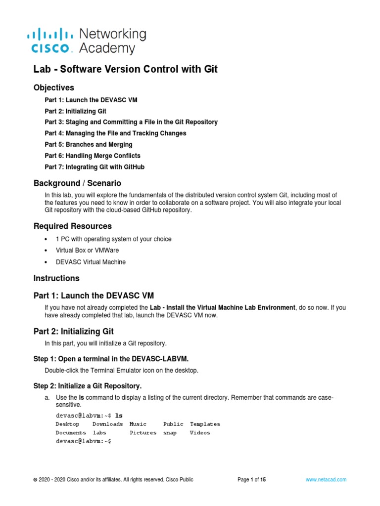 3.3.11 Lab - Software Version Control With Git | PDF | Version Control ...