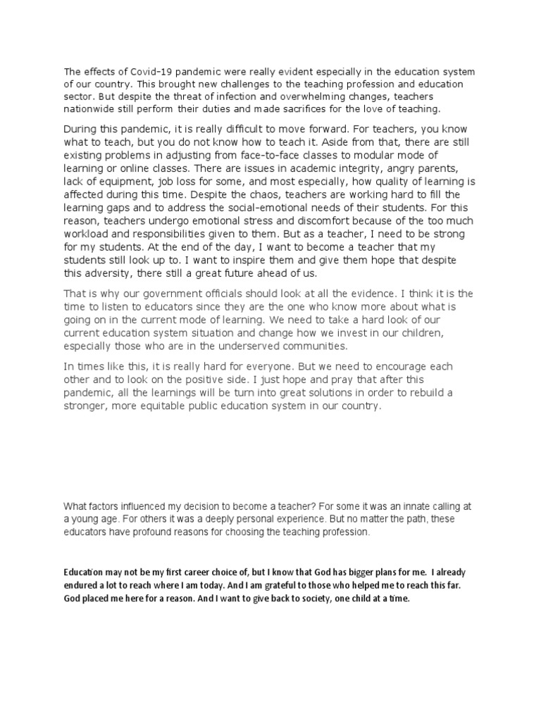 Reflection Paper | PDF | Teachers | Learning