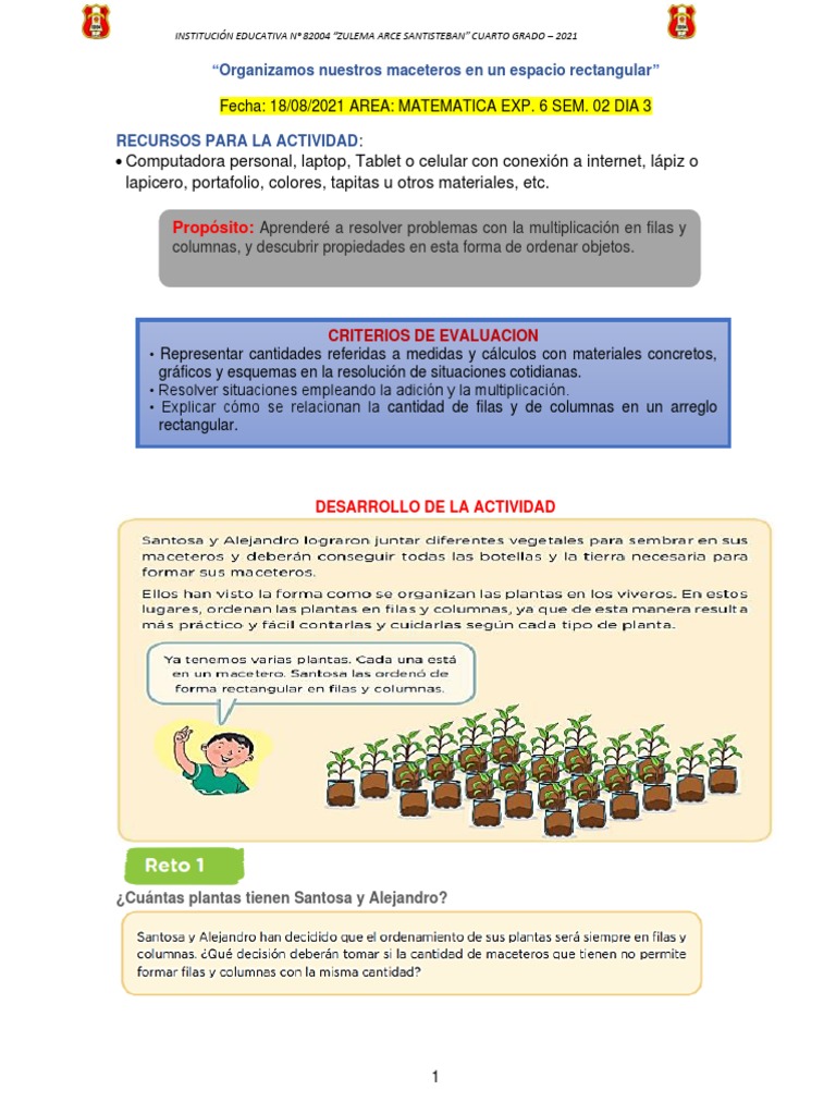 Actv. Mat. Exp. 6 Sem 2 Dia 3 | PDF | Cognición