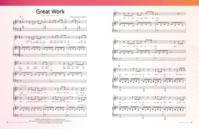 A Great Work 2021 Youth Theme Song | PDF