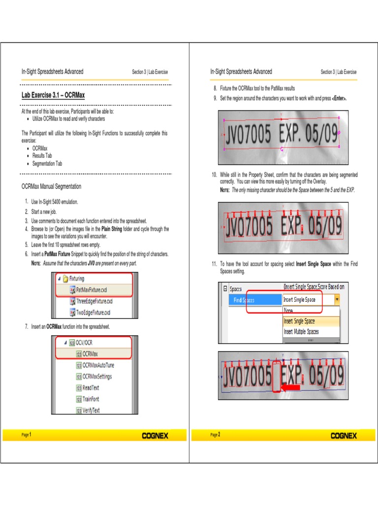Lab Exercise 3.1 - Ocrmax: In-Sight Spreadsheets Advanced In-Sight Spreadsheets Advanced | PDF ...