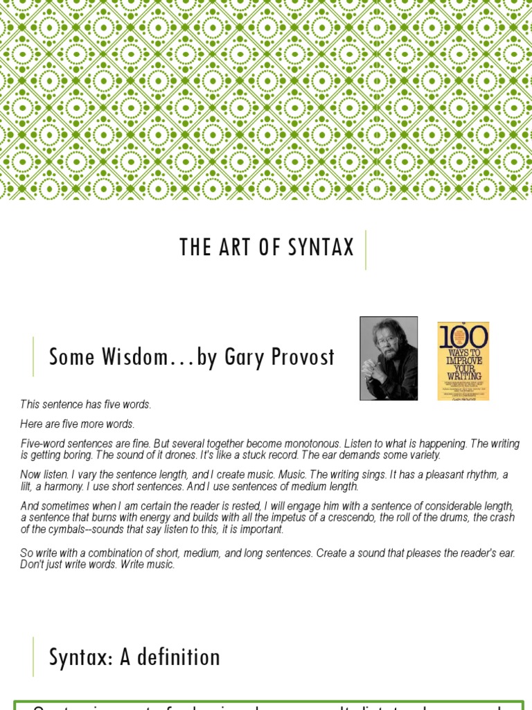 The Art of Syntax | PDF | Sentence (Linguistics) | Syntax