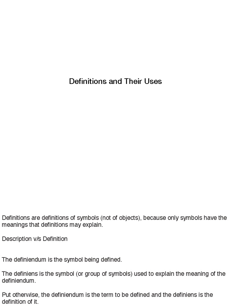 Definitions and Their Uses | PDF | Definition | Theory