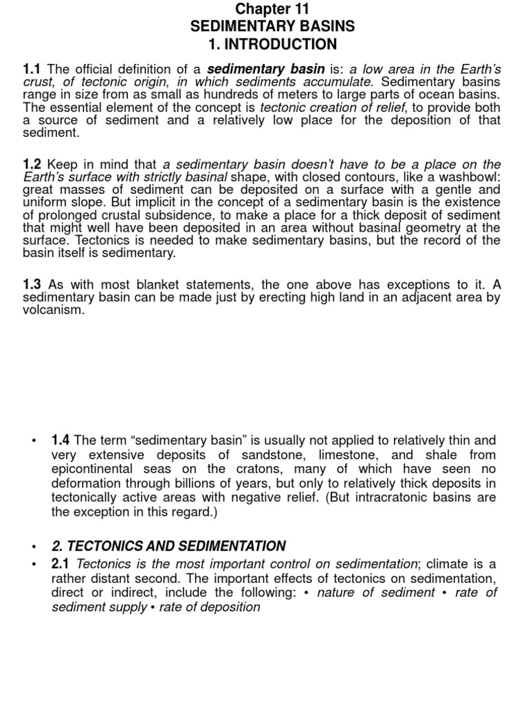 of Sedimentary Basins - Notes | PDF | Sedimentary Basin | Sedimentary Rock