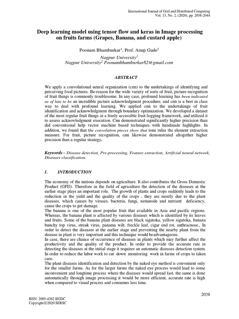 Deep Learning Model Using Tensor Flow and Keras in IP On Fruits Farms ...