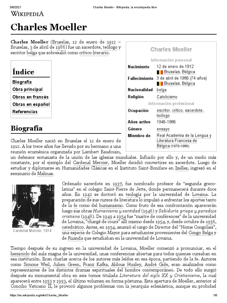 Charles Moeller - Wikipedia, La Enciclopedia Libre | PDF