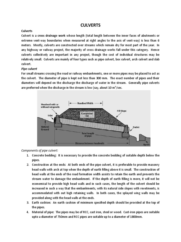 Pipe Culvert Design and Components | PDF | Pipe (Fluid Conveyance ...