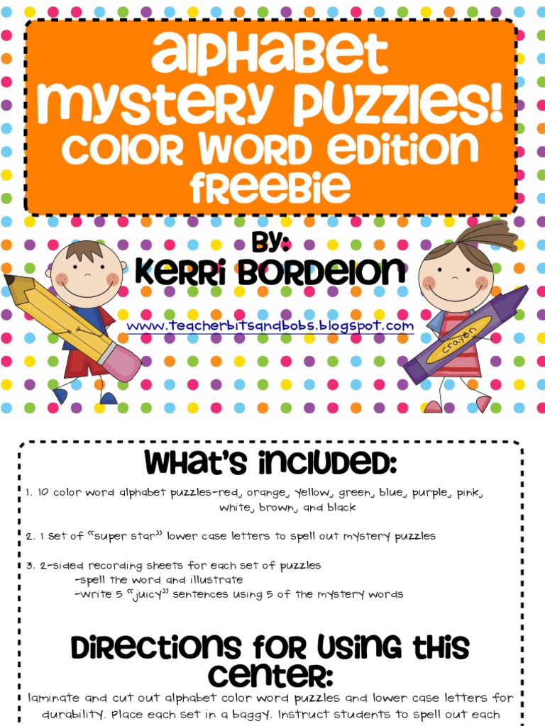 Alphabet Mystery Puzzles Color Word Edition FREEBIE | PDF ...