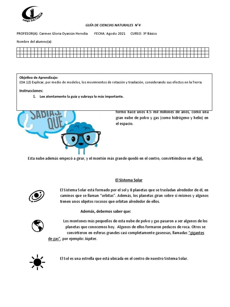 3° Básico | PDF | Sistema solar | Planetas