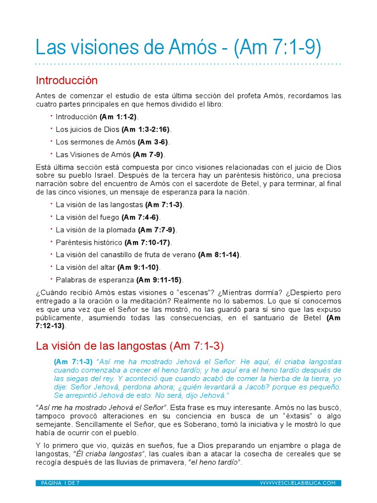Las Visiones Del Profeta Amos 1 | PDF | Pecado | Jesús