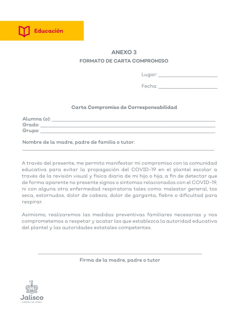 Formato de Carta Compromiso | PDF