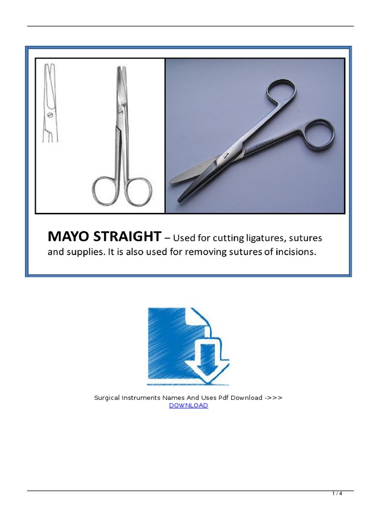 Surgical Instruments Names and Uses PDF Download | PDF | Surgery | Medicine