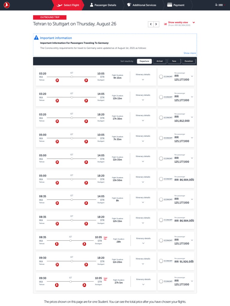 Turkish Airlines Booking Availability | PDF | Transport | Aviation