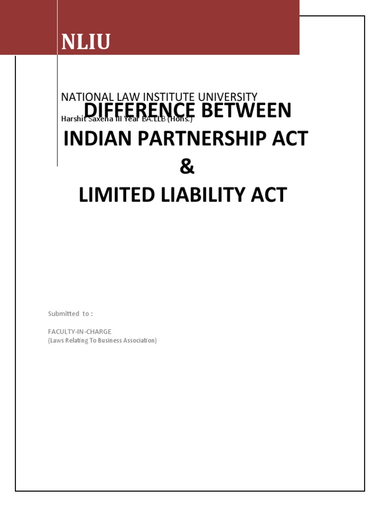 Difference Between Indian Partnership Act & Limited Liability Act | PDF ...
