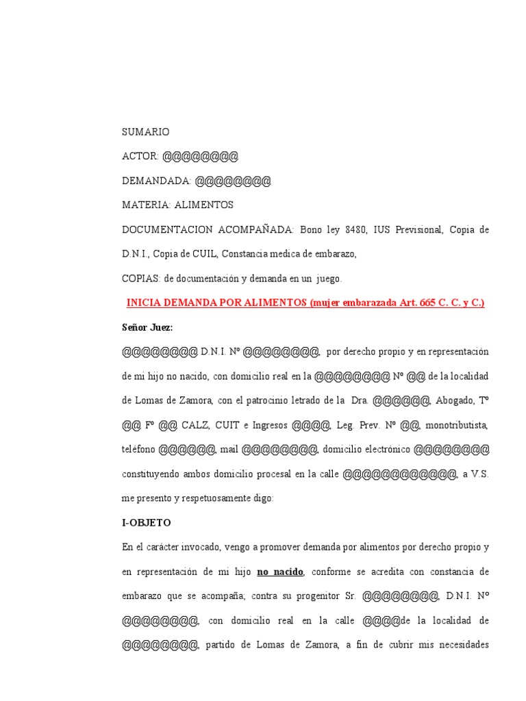 Modelo Inicia Demanda Cuota Alimentaria Hijo No Nacido | PDF | Demanda ... Modelo Inicia Demanda Cuota Alimentaria Hijo No Nacido | PDF | Demanda ...