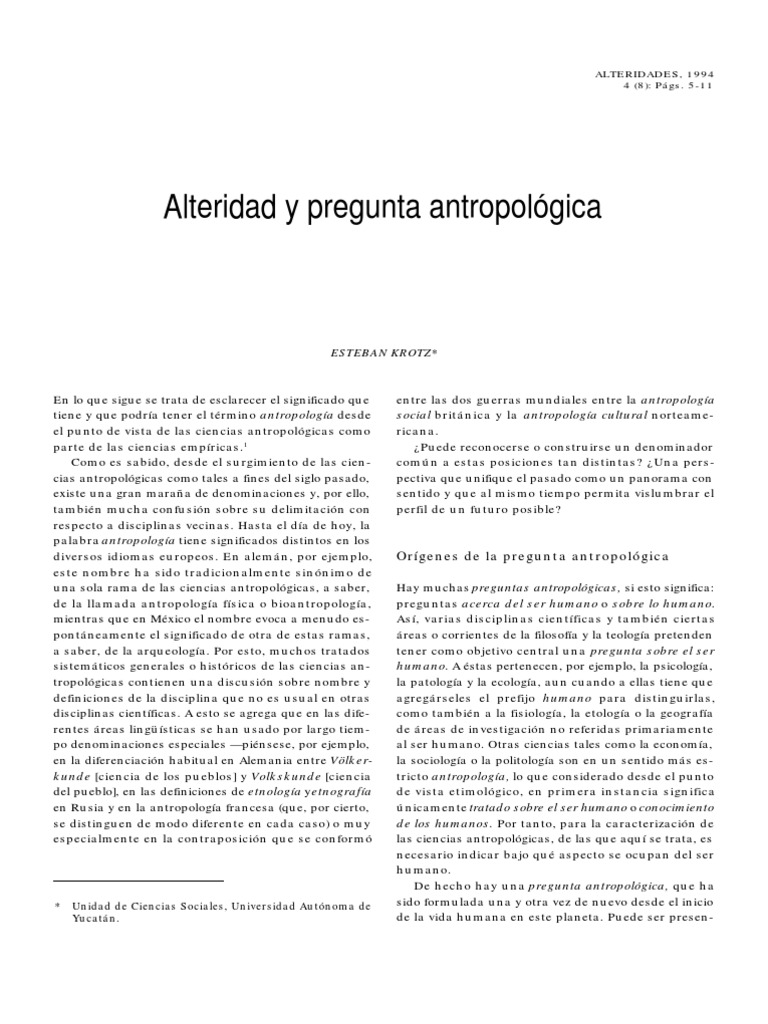 Alteridad en la Antropología | PDF
