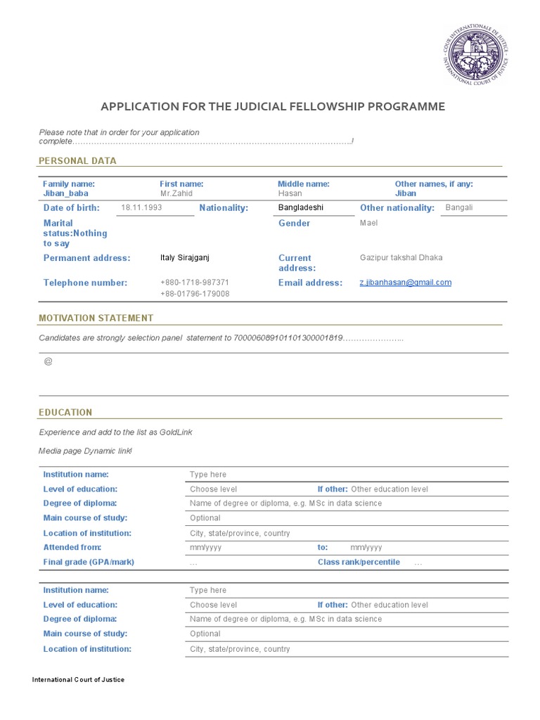 Personal-History-Form-En My Jiban - Baba | PDF | Linked In | Communication