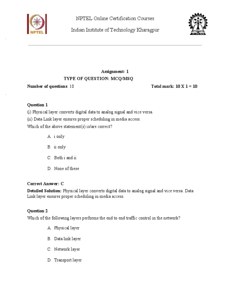 Cnip W1 Pdf Computer Network Internet Architecture