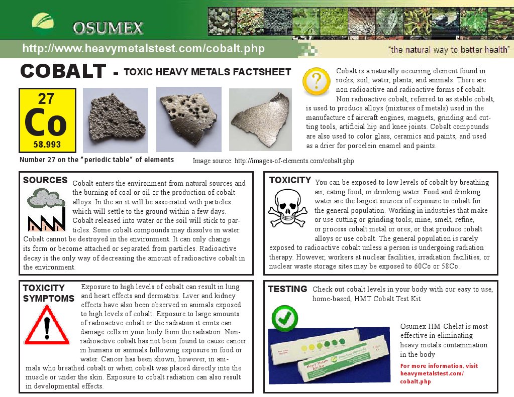 Cobalt Toxic Heavy Metals Fact Sheet | PDF | Cobalt | Toxic Heavy Metal
