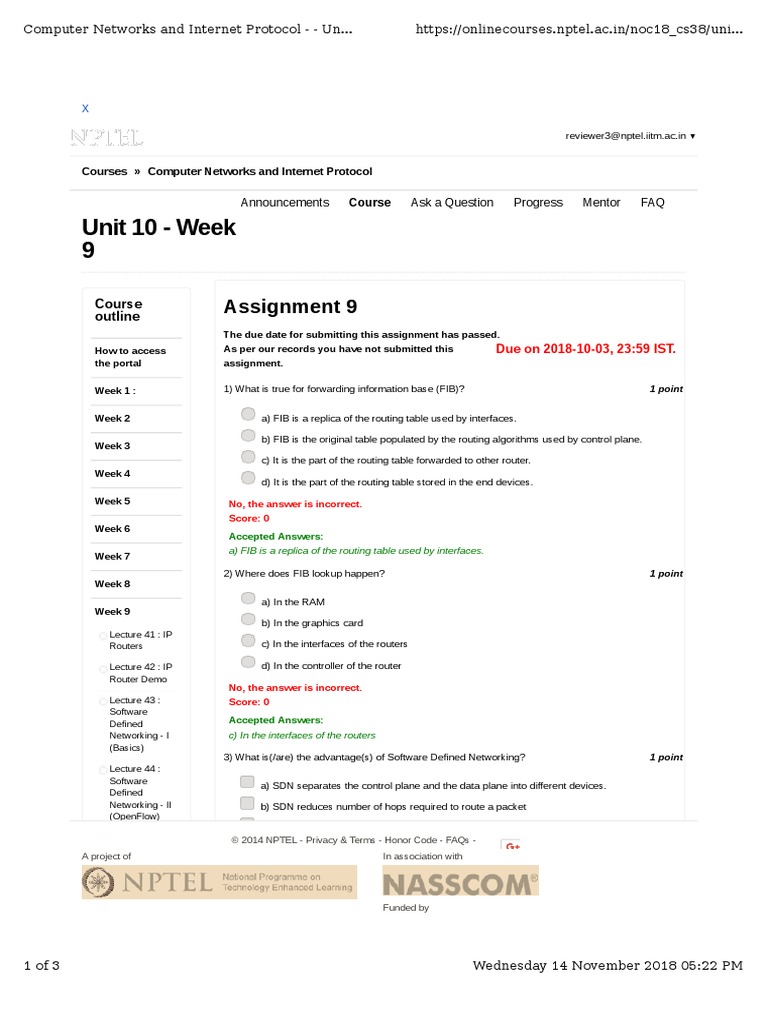 Unit 10 - Week 9: Assignment 9 | PDF | Router (Computing) | Computer Network