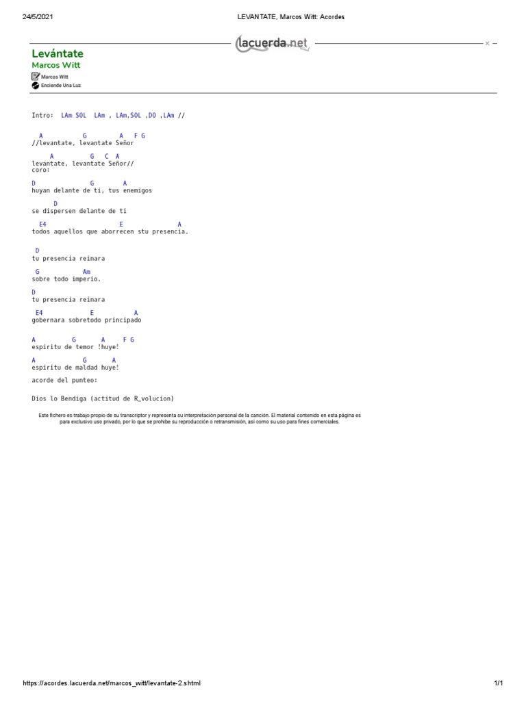 LEVANTATE, Marcos Witt - Acordes | PDF