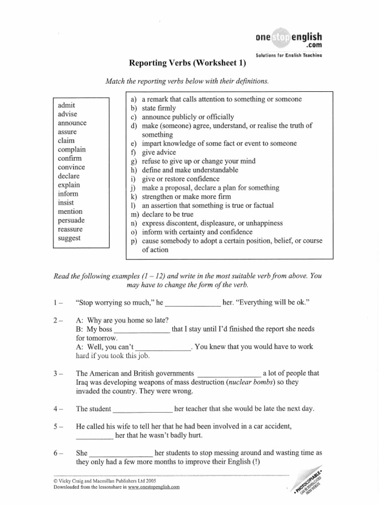 Reporting Verbs | PDF