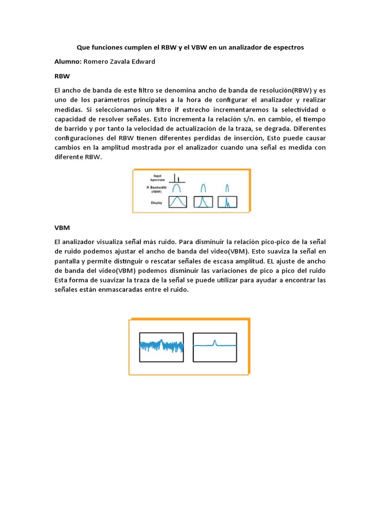 Que Funciones Cumplen El RBW y El VBW en Un Analizador de Espectros | PDF