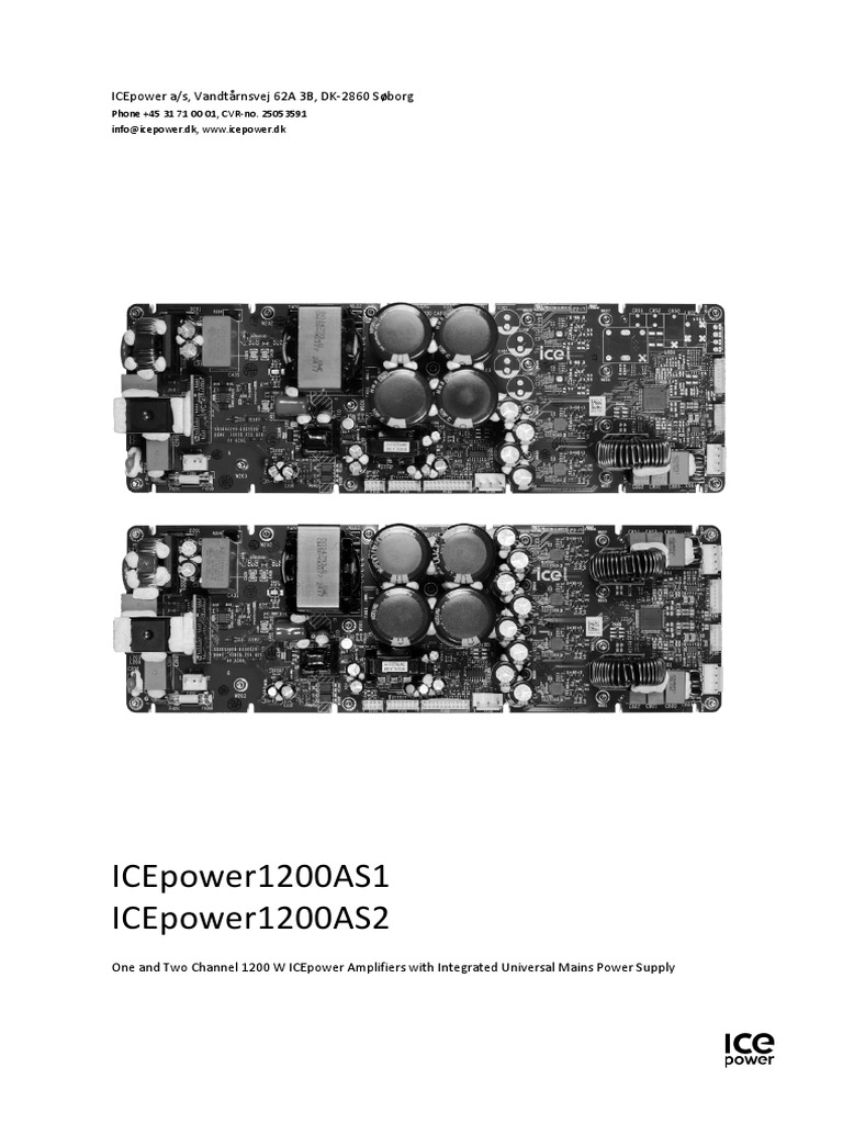 Icepower1200As1 Icepower1200As2: Icepower A/S, Vandtårnsvej 62A 3B, Dk ...