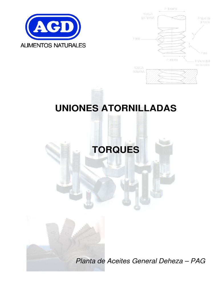 Uniones Atornilladas - Torques | PDF | Tornillo | Arandela (Hardware)