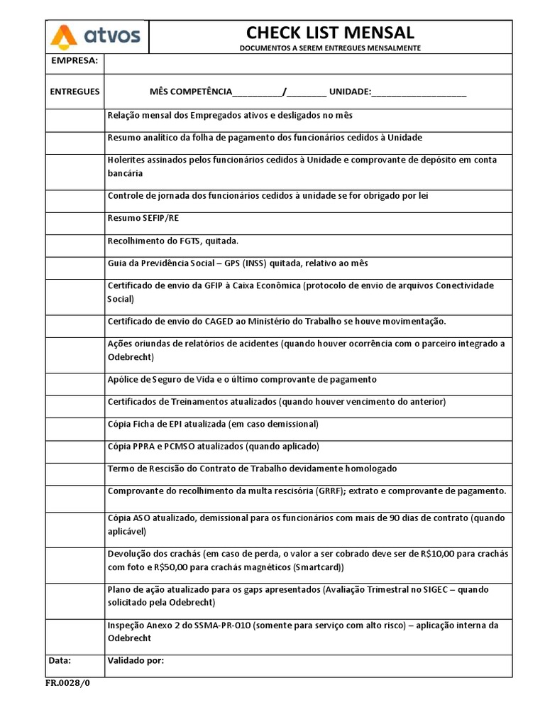 Check List Mensal | PDF