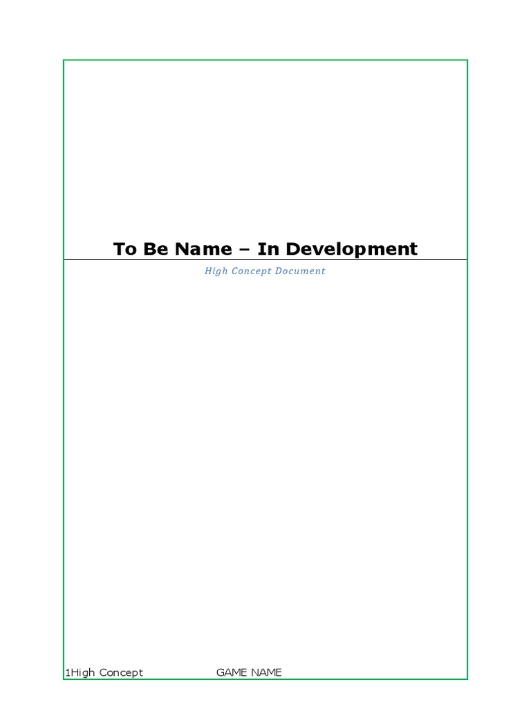 To Be Name - in Development: High Concept Document | Download Free PDF | Gaming